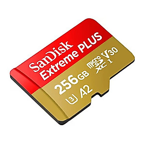 SanDisk Extreme Plus microSDXC UHS-I Card with Adapter, 256GB, SDSQXBD-256G-AN6MA