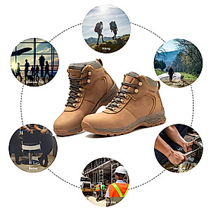 AZXPROT Waterproof Hiking Boots for Men, Outdoor Lightweight Trekking Trails Shoes Backpacking Mountaineering Boots Yellow 7