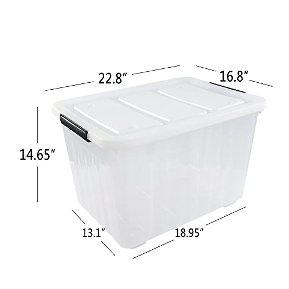 Uumitty 4-Pack 70 Quart Storage Boxes, Plastic Storage Latch Bin with Wheels, Clear