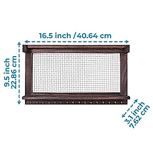 Rustic Jewelry Organizer – Wall Mounted Jewelry Holder with Removable Bracelet Rod, Shelf and 16 Hooks – Perfect Earrings, Necklaces and Bracelets Holder – Vintage Jewelry Display – Torched Brown