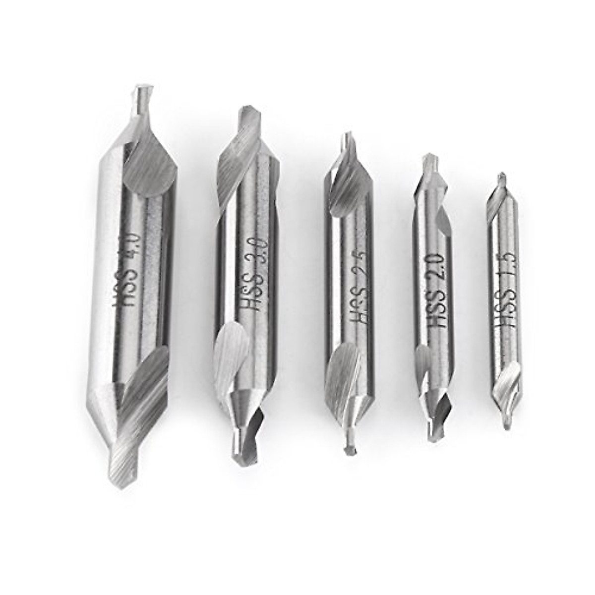 5 Pcs HSS Combined Center Drill Bit Set Countersink Drill Bits 60 Degree Angle Hole Drill 1.5mm 2mm 2.5mm 3mm 4mm CNC Later Accessories