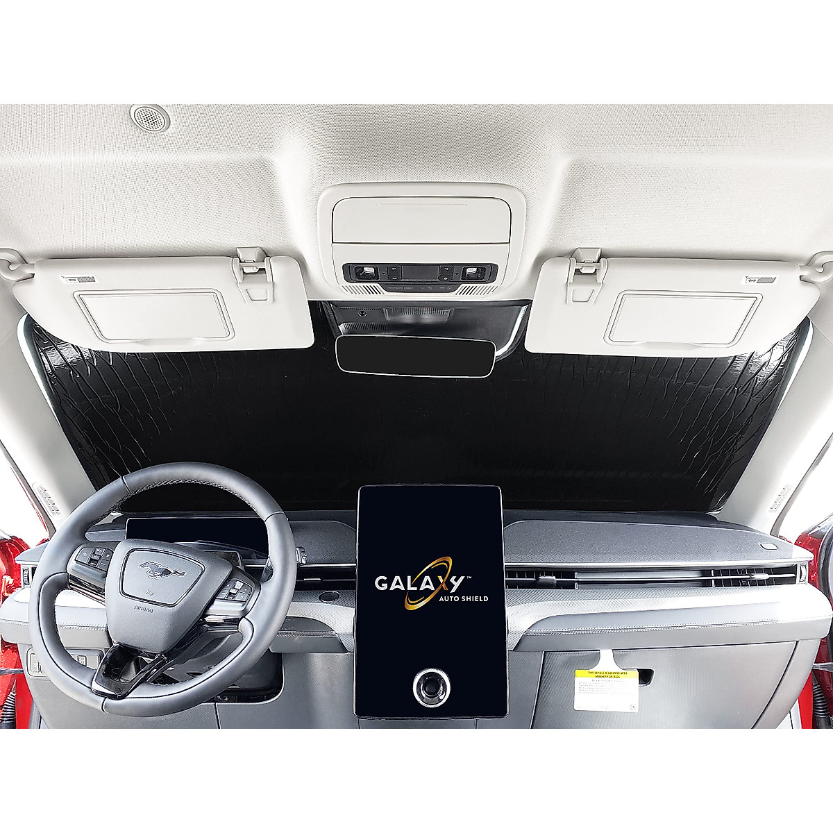 GalaxyAutoShield Custom Fit Reflective Windshield Sun Shade for 2021 2022 2023 2024 Ford Mustang Mach-E Mache 4Door, Insulated Window Sunshade Privacy Accessories Blockout UV Reflector Protection