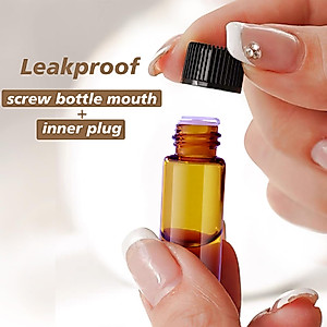 Matifaner 120Packs 5ml (1/6 oz) Essential Oil Bottles 5ml Essential Oil jars, Small Essential Oil Bottles, 5ml Glass Bottles, Small Oil Vial Sample Bottles, Essential Oil Bottles Amber (oil-5ml)