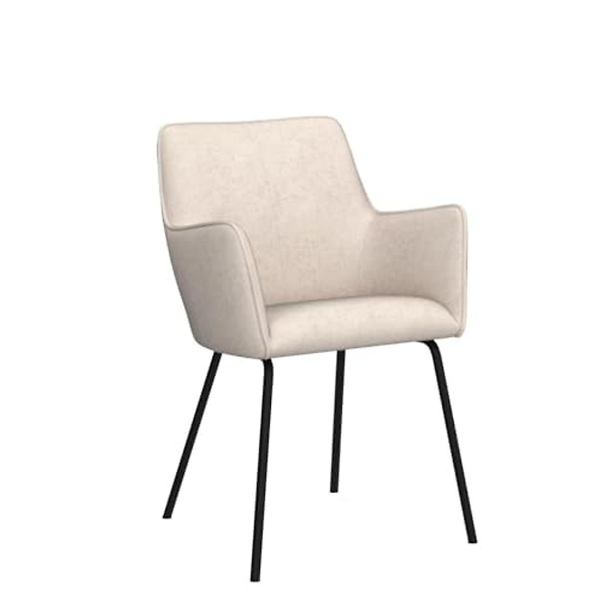 ONEVOG Beige Dining Chairs Set of 2, Kitchen Dining Room Chair with Curved Back Support, Upholstered Fabric Kitchen Chairs for Small Space, Black Metal Legs Dining Chairs