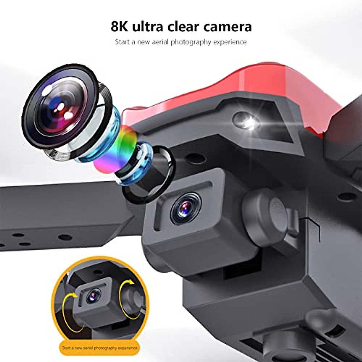 Mini Drone, Foldable Adult Drones with 1080p HD FPV Camera, 3.7V 800mAh RC Quadcopter with Altitude Hold, Headless Mode, One Button Start, Speed Adjustment (Red)