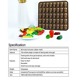 Arichmark 3D Skull Shaped Ice Cube Molds Flexible Food Grade Silicone DIY Ice Tray for Kitchen Novelty Ice Maker for Wine Cocktail