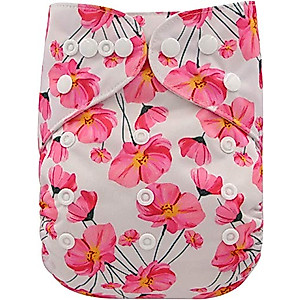 Ohbabyka Baby Reusable Waterproof Bamboo Cloth Diapers Nappies + 5 pics Insert (One Size, Girls)