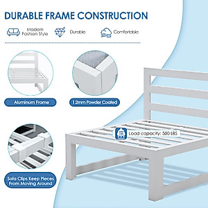 NICESOUL® Modern Modular All-Weather Outdoor Furniture Aluminum Sofa, 29“ Wide Deep Seat Heavy Duty Anti-Rust Frame Corner Chair Patio Sectional Piece for Backyard Deck Sunroom Lawn Terrace Outside