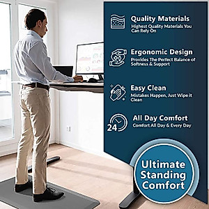 3/4 inch Anti Fatigue Floor Mat Extra Large 39" x 20", Thick Gray