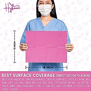Dental Bib(125 Pack) – Pink Dental Bibs Disposable – Multipurpose & Waterproof Tattoo Bibs – Soft & Flexible Pink Bibs for Dental Tray Covers – 3-Layer Protection Nail Napkins for Acrylic (Pink)