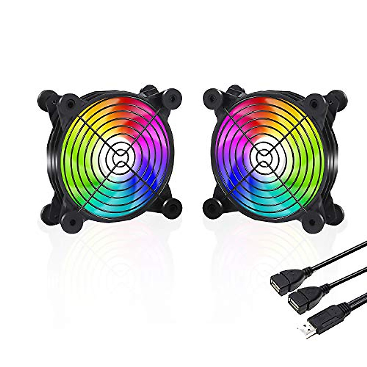 upHere U1206 USB Fan Dual-ball bearings Rainbow LED Silent 120mm Fan for Computer Cases Computer Cabinet Playstation Xbox Cooling
