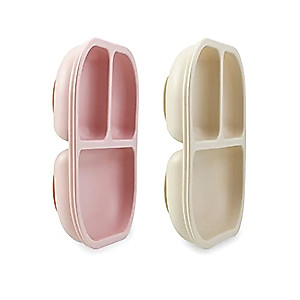 PandaEar Suction Plates for Baby, 2 Pack Silicone Plates for Baby Toddlers Infant Kids, Divided Toddler Suction Plate Baby Dish Set, Non-Slip, Non-Toxic, BPA Free Silicone