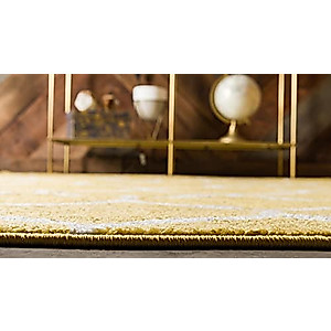 Rugs.com Lattice Frieze Collection Rug – 4' x 6' Yellow Medium Rug Perfect for Living Rooms, Large Dining Rooms, Open Floorplans