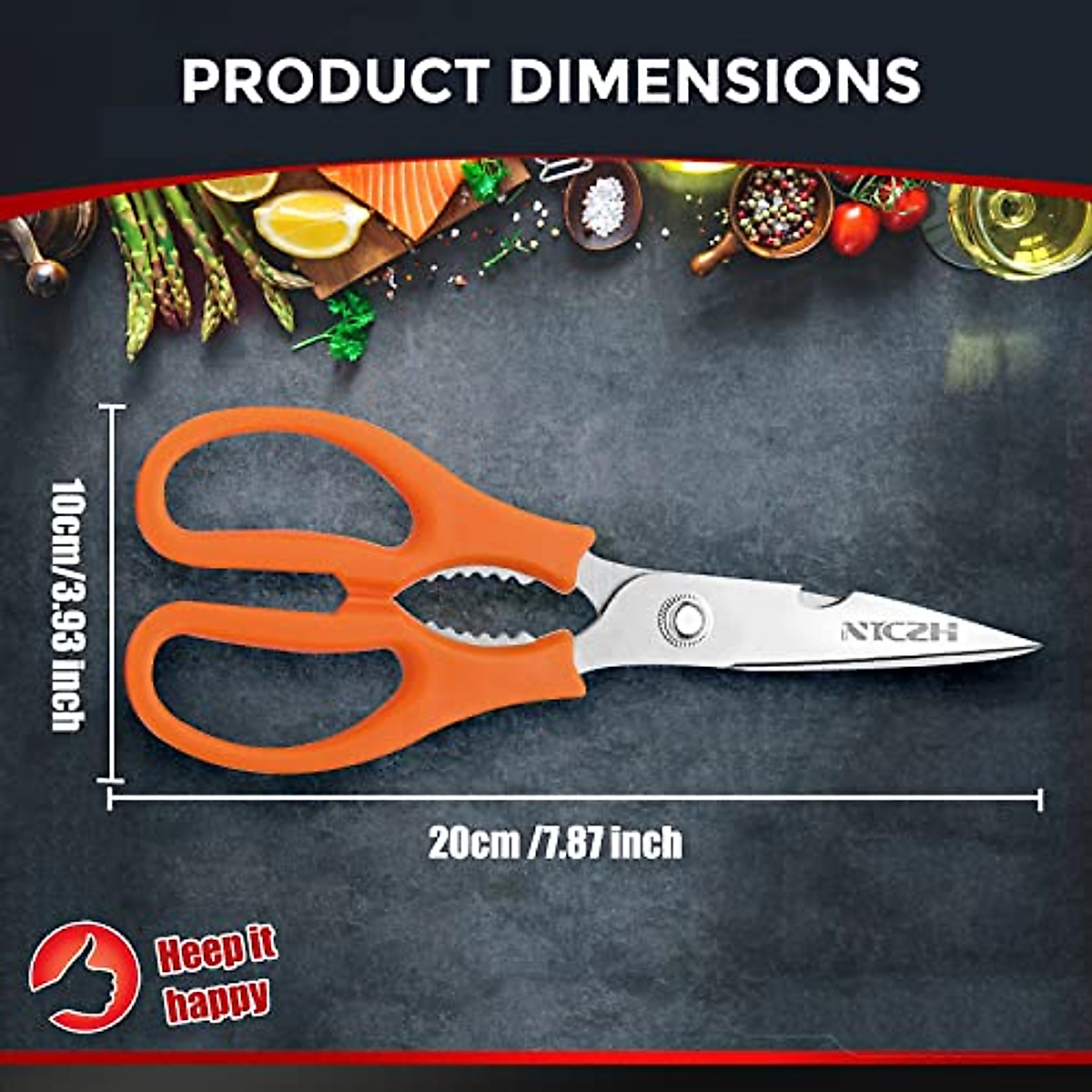 Kitchen Shears, Multi-function Heavy Duty Dishwasher Safe Poultry Shears, Food Grade Stainless Steel Sharp Utility Scissors for Food, White