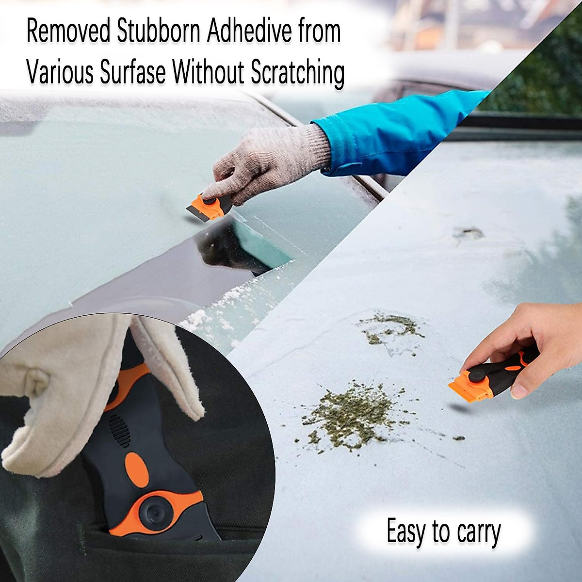 Razor Blade Scraper with 4 Metal and 4 Plastic Razor for Windows Decals Labels