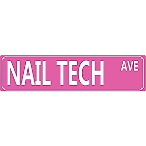 XBGJMY Nail Tech Ave Metal Tin Sign Funny Vintage Slim Street Tin Signs 16 x 4 Inch Wall Art Decor Iron Poster for Home Farmhouse Bar Cafe Gifts