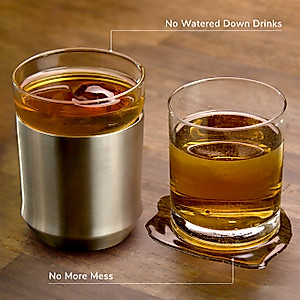 Elevated Craft Hybrid Cocktail Glass Premium Vacuum Insulated Steel Base with Removable Glass Insert - 12oz Rocks Glass, Double Old Fashioned Lowball for Margaritas, Bourbon, Whiskey - Steel