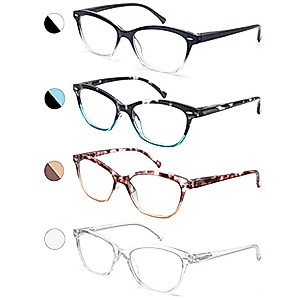 MODFANS Women Reading Glasses 1.75 4 Pair Stylish Ladies Readers with Comfort Spring Hinge Pattern Design Pouch Included