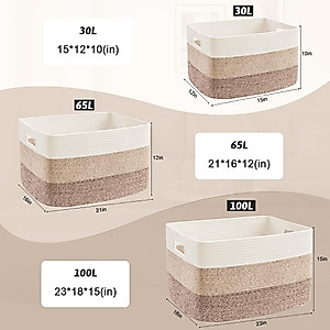 Artfeel Blanket Basket,Rectangle Woven Baskets for Storage,65L Laundry Basket for Decorative Nursery Blanket,Toys,Dirty Clothes and Magazine in Shelves,Baby Room,and Living Room