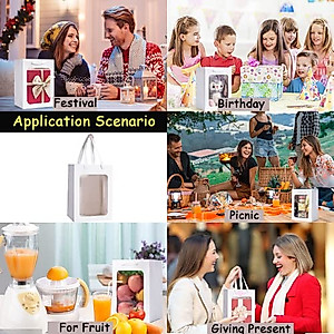 Dasofine 12pcs White Gift Bag with Window, Sturdy Paper Tote with Transparent Window, 7.1"×5.1"×9.8" Paper Gift Bags with Handles, Flower Bouquet Bags