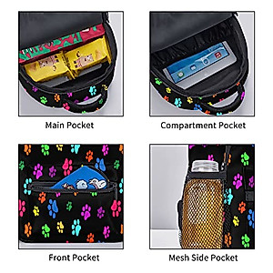 YSBKN Kid's Mini Backpack 12 inch Colorful Dog Cat Paw Print Backpack Schoolbag Preschool Kindergarten Children Bag Nursery Travel Bag for Toddler Boys Girls Age 3-7