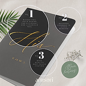 ARTESORI Wedding Vow Book for Her, Soft Touch, Gold Foil Engraving & 28 Lined Pages - Wedding Vow Books His and Hers, Wedding Essentials, Wedding Registry Ideas - Wedding Day Gifts, Bride Book [Ivory]