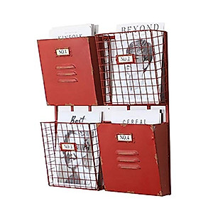 Magazine & Newspaper Baskets Magazine Rack Creative Wall-Mounted Storage Rack Industrial Wind Iron Racks Cafe Bar Decorative Flower Racks Vintage Style Grocery Storage Rack