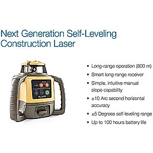 Topcon RL-H5A Self Leveling Horizontal Rotary Laser with Bonus EDEN Field Book, IP66 Rating Drop, Dust, Water Resistant, 800m Construction Laser, Includes LS-80L Receiver, Detector Holder, Soft Case
