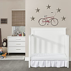Dream On Me Ava 4-in-1 Convertible Mini Crib in White, Greenguard Gold Certified, Non-Toxic Finish, Comes with 1" Mattress Pad, with 3 Mattress Height Settings
