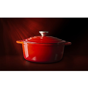 Eternal Living Enameled Cast Iron Dutch Oven with Handles and Lid, 3 Quart Red