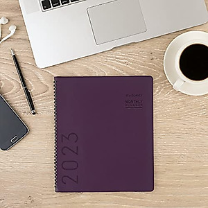 AT-A-GLANCE 2023 Monthly Planner, 9” x 11”, Large, Monthly Tabs, Pocket, Faux Leather, Contemporary, Merlot (70250X50)