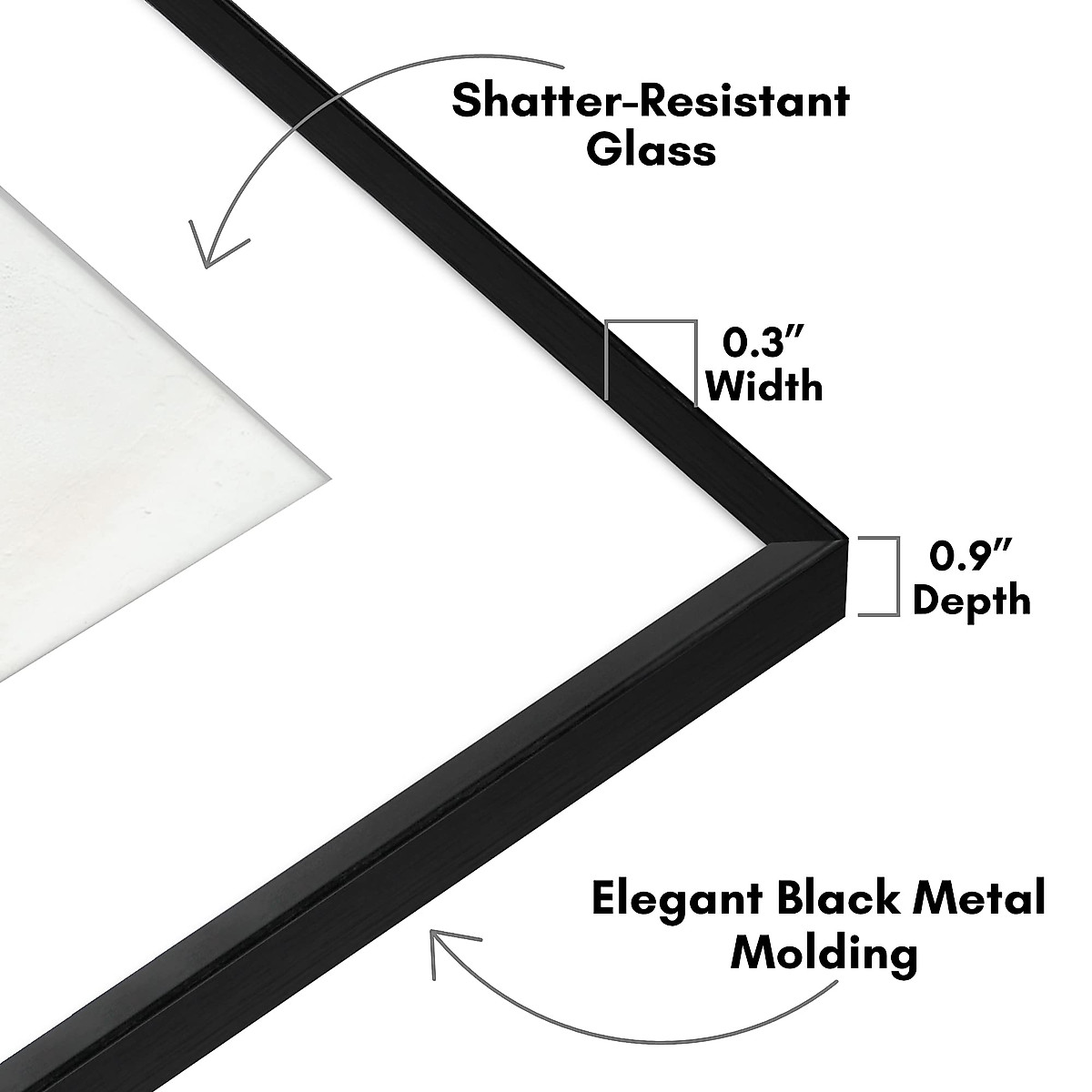 Americanflat Aluminum 11x14 Picture Frame with Shatter-Resistant Glass - Use as 8x10 Frame with Mat or 11x14 Frame Without Mat - Brooklyn Collection - Photo Frame for Wall Display - Black