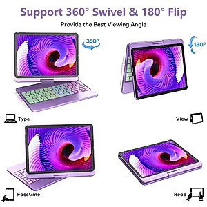 Keyboard Case for iPad Pro 11 inch， Case with Keyboard for iPad Air 5th 4th Generation - Touch Trackpad -10 Color Backlight -360° Protective with Pencil Holder for iPad Pro 11 inch 3rd /2nd/1st Gen