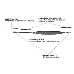 Neotech Mandolin/Ukulele Strap - Adjustable Padded Neoprene Strap, Black