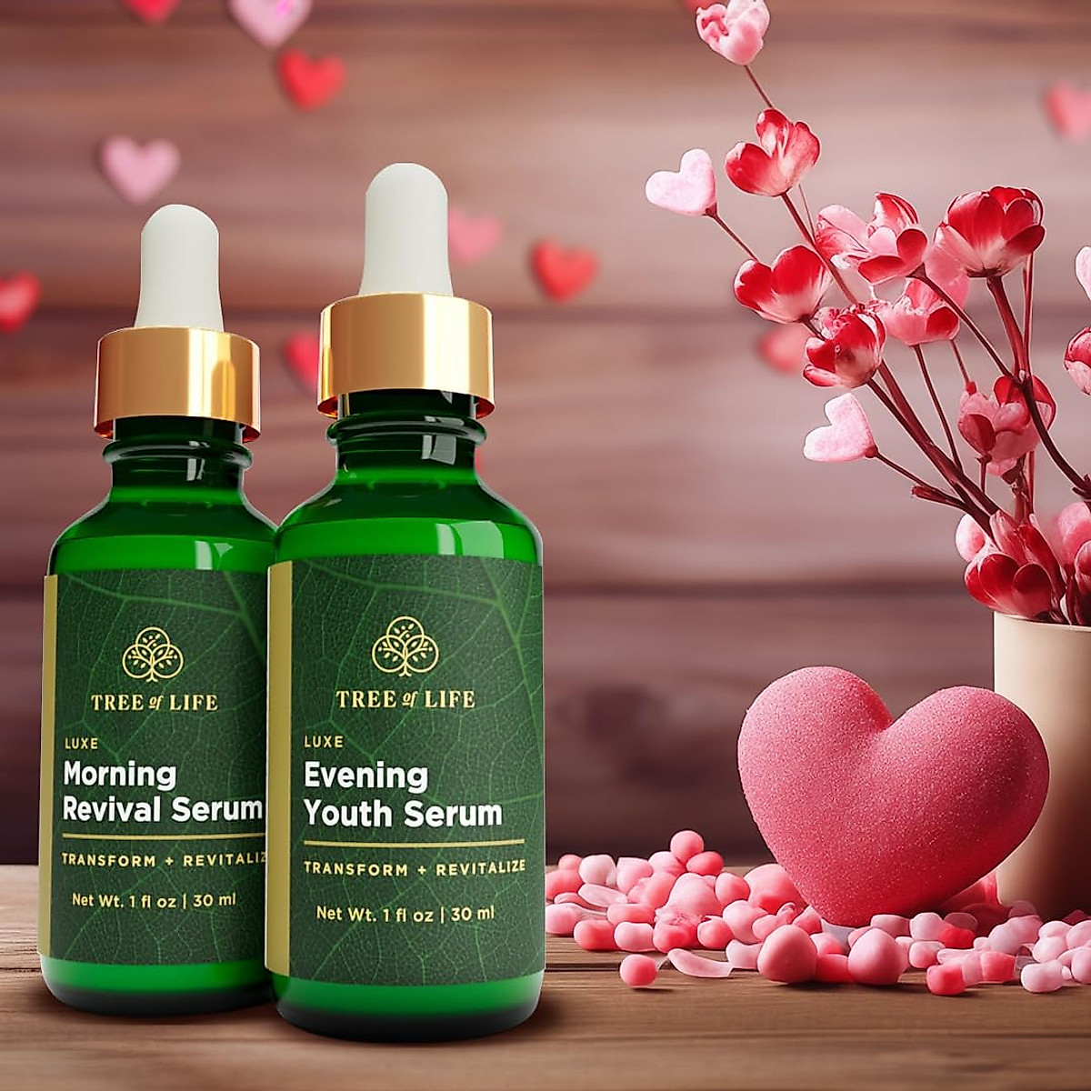 Tree of Life Beauty Luxe Age Defying Serum Combo Pack, Luxe Morning Revival Serum and Luxe Evening Youth Facial Serum, 2 Count x 1 Fl Oz