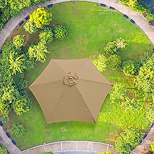Yescom 9' Patio Umbrella Replacement Canopy 6 Rib Outdoor Yard Garden Deck Lawn Market Parosol Cover Top Color Tan