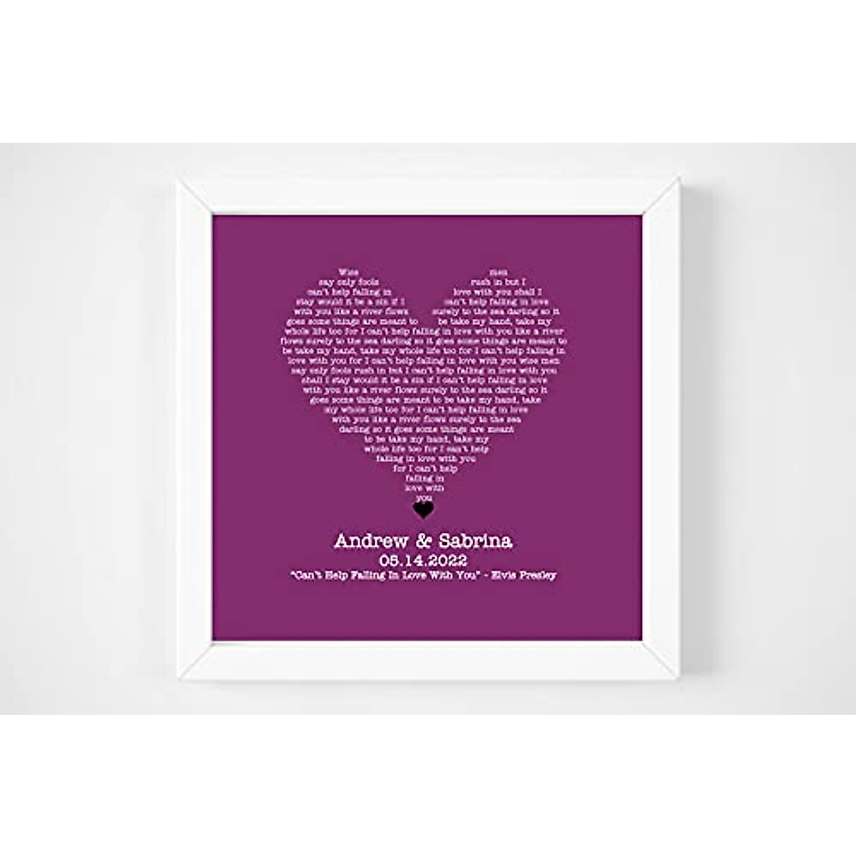 Any Song Framed Song Lyrics Special Song Anniversary Song First Dance Wedding Gift Valentine Gift