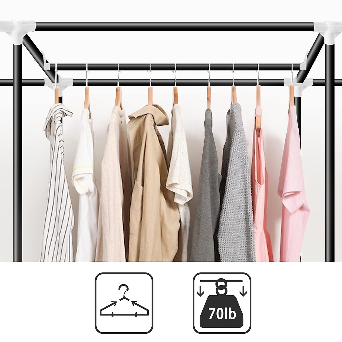 LOKEME Portable Closet, Great Size 82-Inch Portable Wardrobe with 5 Hanging Areas and 10 Storage Shelves for Hanging Clothes, Extra Sturdy 25mm Steel Tube and Easy to Assemble, Grey