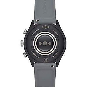 Fossil Men's Gen 4 Sport Heart Rate Metal and Silicone Touchscreen Smartwatch, Color: Grey, Blue (FTW4021)