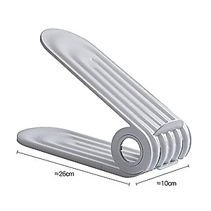 Shoe Slots Organizer, 2-Pack Adjustable Shoe Stacker, Double Layer Stack Shoe Holder Space Saver, White Shoe Stacker for Closet Organization