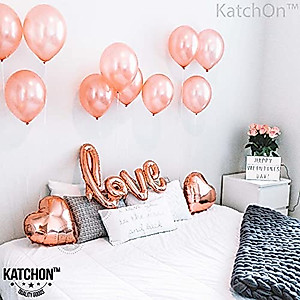 KatchOn, Large Rose Gold Love Balloon Letters - 36 Inch | Heart Balloons, Wedding Shower Balloons | Love Letter Balloons for Romantic Night Decorations | Bridal Shower Decor | I Love You Balloons