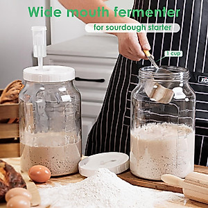 2 Pack 1 Gallon Large Fermentation Jars with 3 Airlocks and 2 SCREW Lids(100% Airtight Heavy Duty Lid w Silicone) - Wide Mouth Glass Jars w Scale Mark - Pickle Jars for Sauerkraut, Sourdough Starter