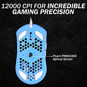 HK Gaming Sirius M Ultra Lightweight Honeycomb Shell Gaming Mouse | 54 Grams | 16000 cpi | USB Wired | 6 programmable Buttons | On-Board Memory | Anti Slip Grips | Sirius-M 16000cpi Horizon