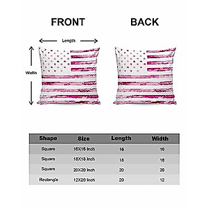 Set of 2 Throw Pillow Covers Square for Home Decor, Independence Day Pink Camo American Flag Patriotic 18x18 Inch Cotton Reversible Pillow Case Sofa Soft Cushion Cases for Bedroom Couch Bed Car Chair