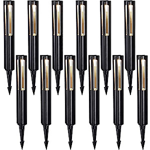 LEONLITE 12-Pack Low Voltage Landscape Lights, Unique Lighting Effects LED 172LM 3W 12-15V AC/DC, IP65, Aluminum Outdoor Driveway/Pathway Light, 3000K Warm White, Black Finish