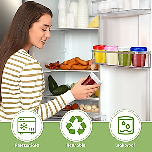 Singhoow 16 Pcs 4 oz Food Containers with Screw Lids Food Storage Jars Pudding Cups Reusable Small Plastic Freezer Containers for Sauce, Jam and Puree, Ice Cream