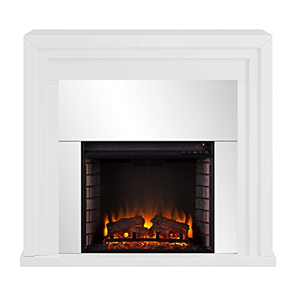 SEI Furniture Stadderly Mirrored Electric Fireplace, White-Silver