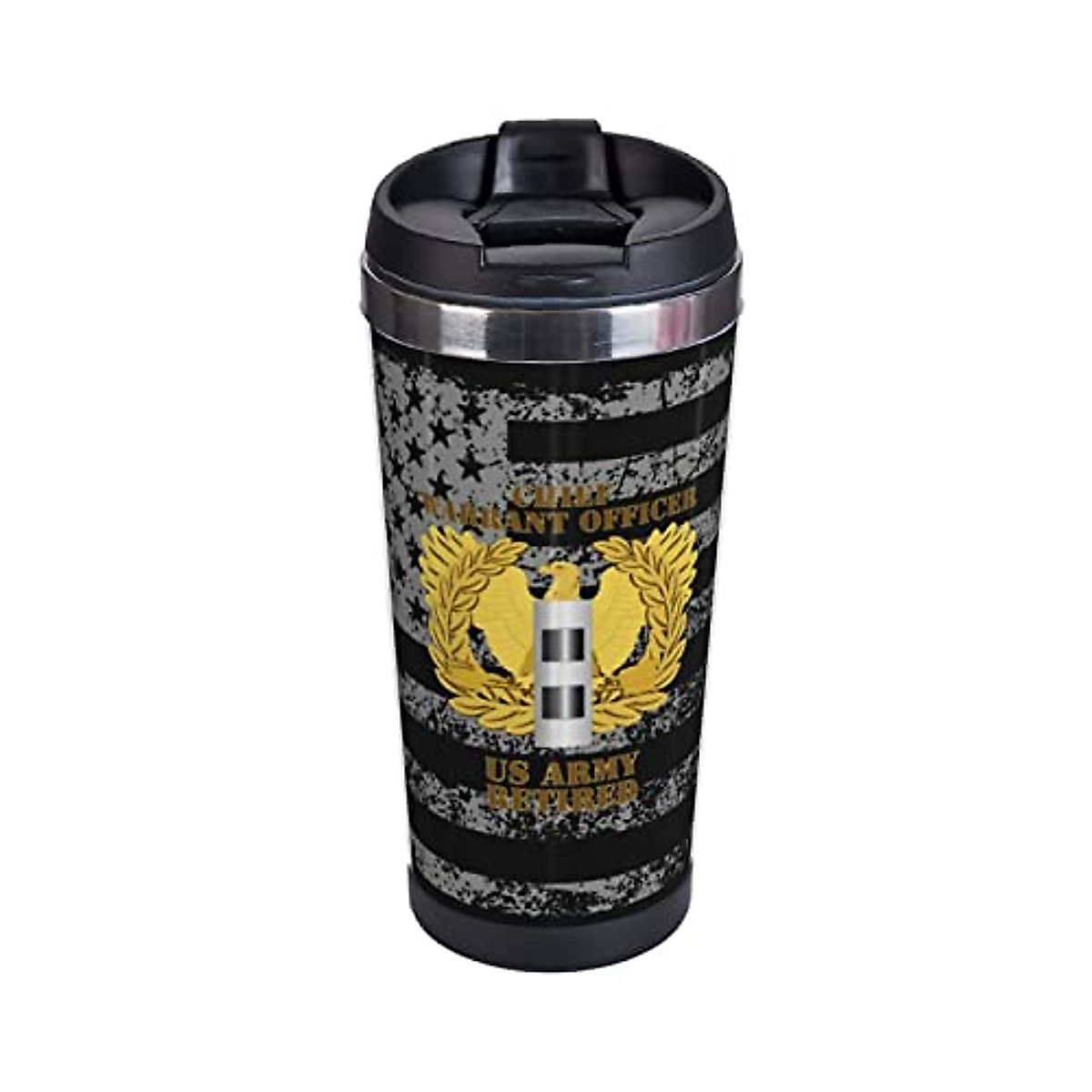 OSUKI Army Retired Chief Warrant Officer Emblem Cw2 Coffee Travel Mug Stainless Steel Straw Travel Tumbler Vacuum Insulated Keep Cold