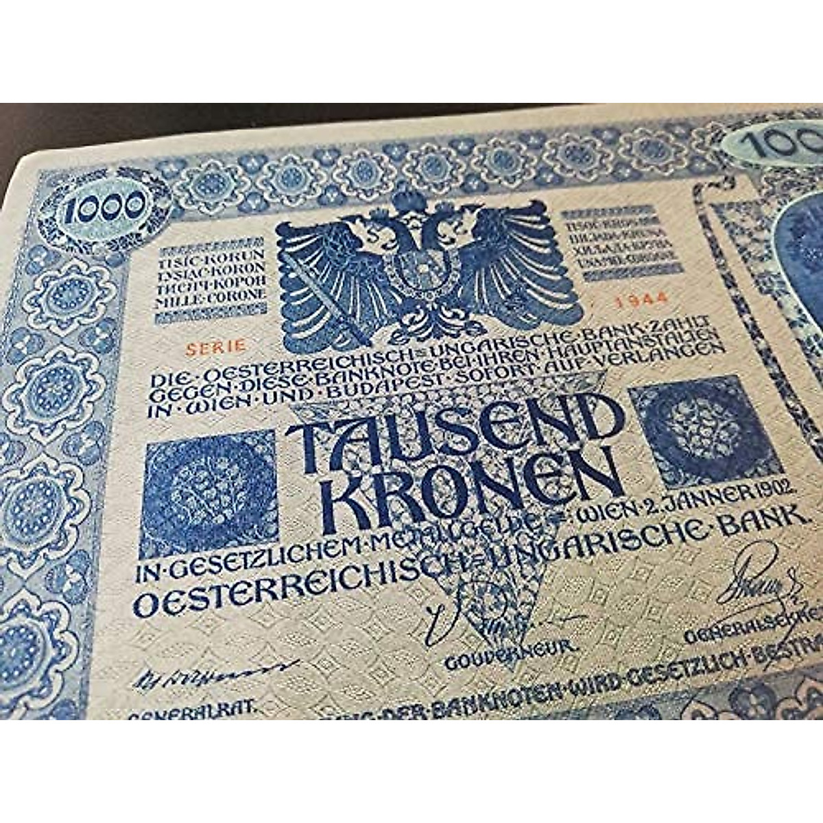 World Paper Money: 10 Languages Banknote Issued by the Austro-Hungarian Empire 1902 - Elevate Your Foreign Currency Collection with Old Banknotes and complete your Album. Certificate of Authenticity