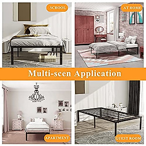 HISKIWUU Twin XL Bed Frame Heavy Duty 3000lbs 14 Inches,XL Twin Bed Frame Easy to Assemble Anti-Slip Noise Free,Bed Frame Twin XL No Box Spring Needed,Under Bed Storage,Black